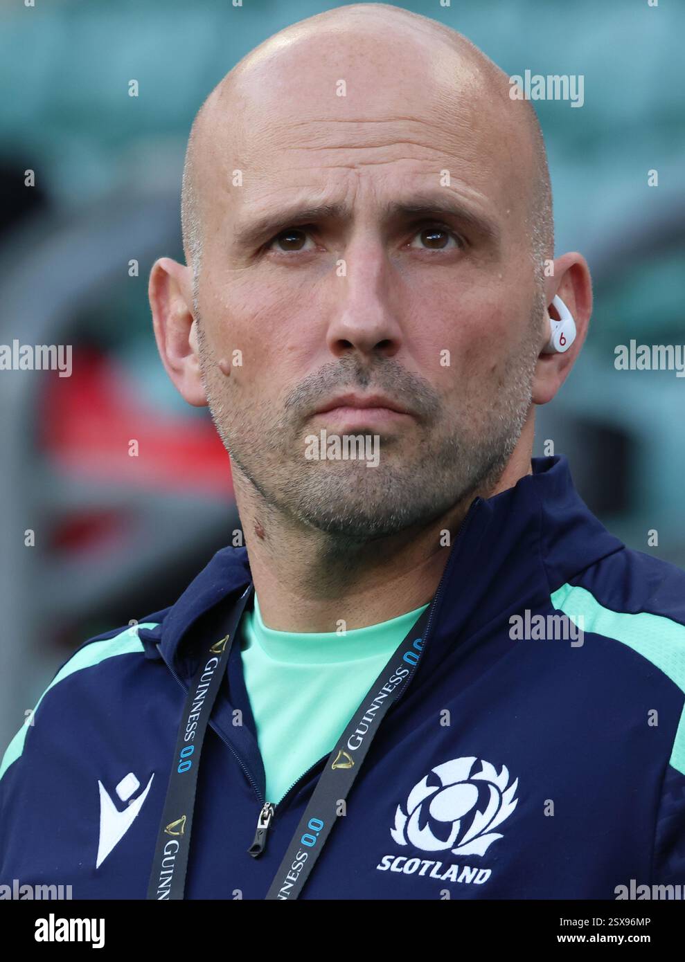 London, UK. 22nd Feb, 2025. David Edge of Scotland before kick off ...