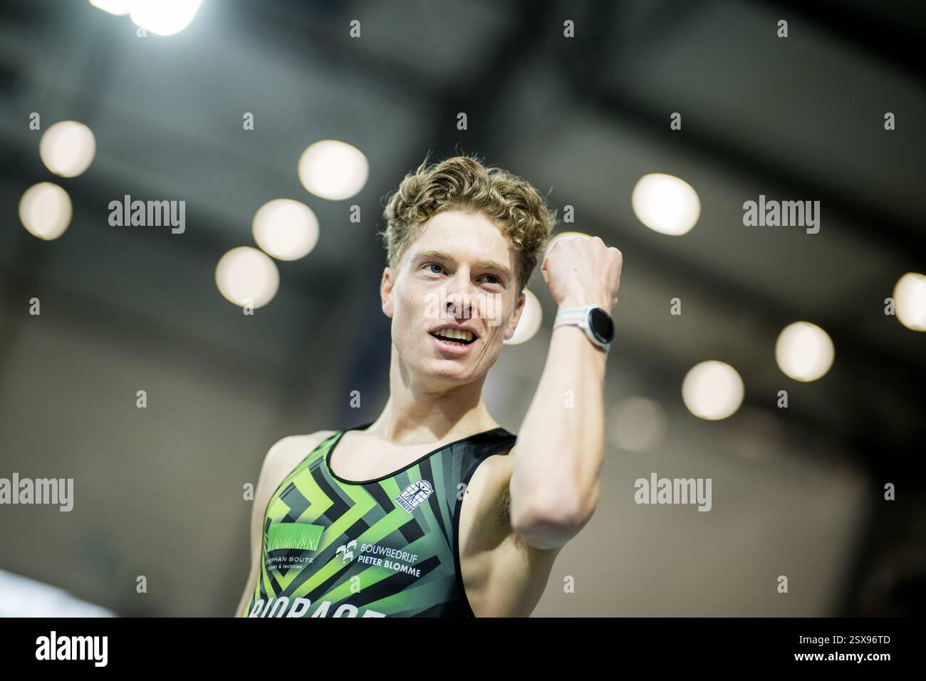 Gent, Belgium. 23rd Feb, 2025. Timon Inghelbrecht celebrates as he ...