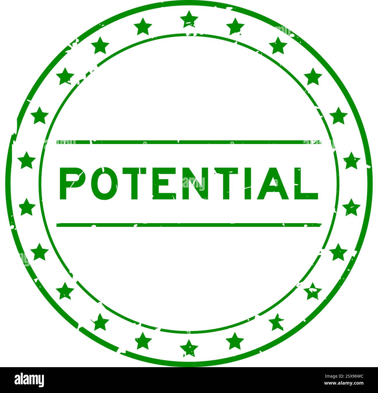 Grunge green potential word round rubber seal stamp on white background ...
