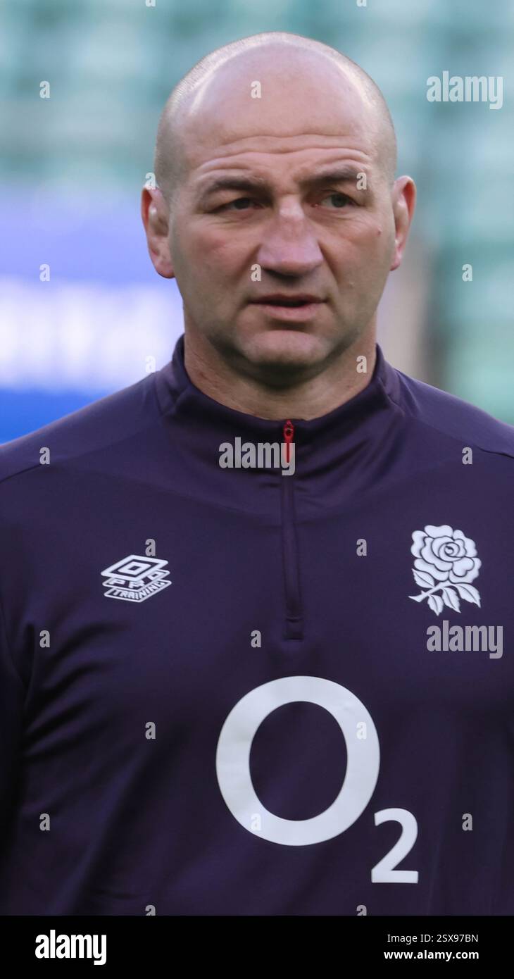 London, UK. 22nd Feb, 2025. England's Coach Steve Borthwick before kick off during The Calcutta ...