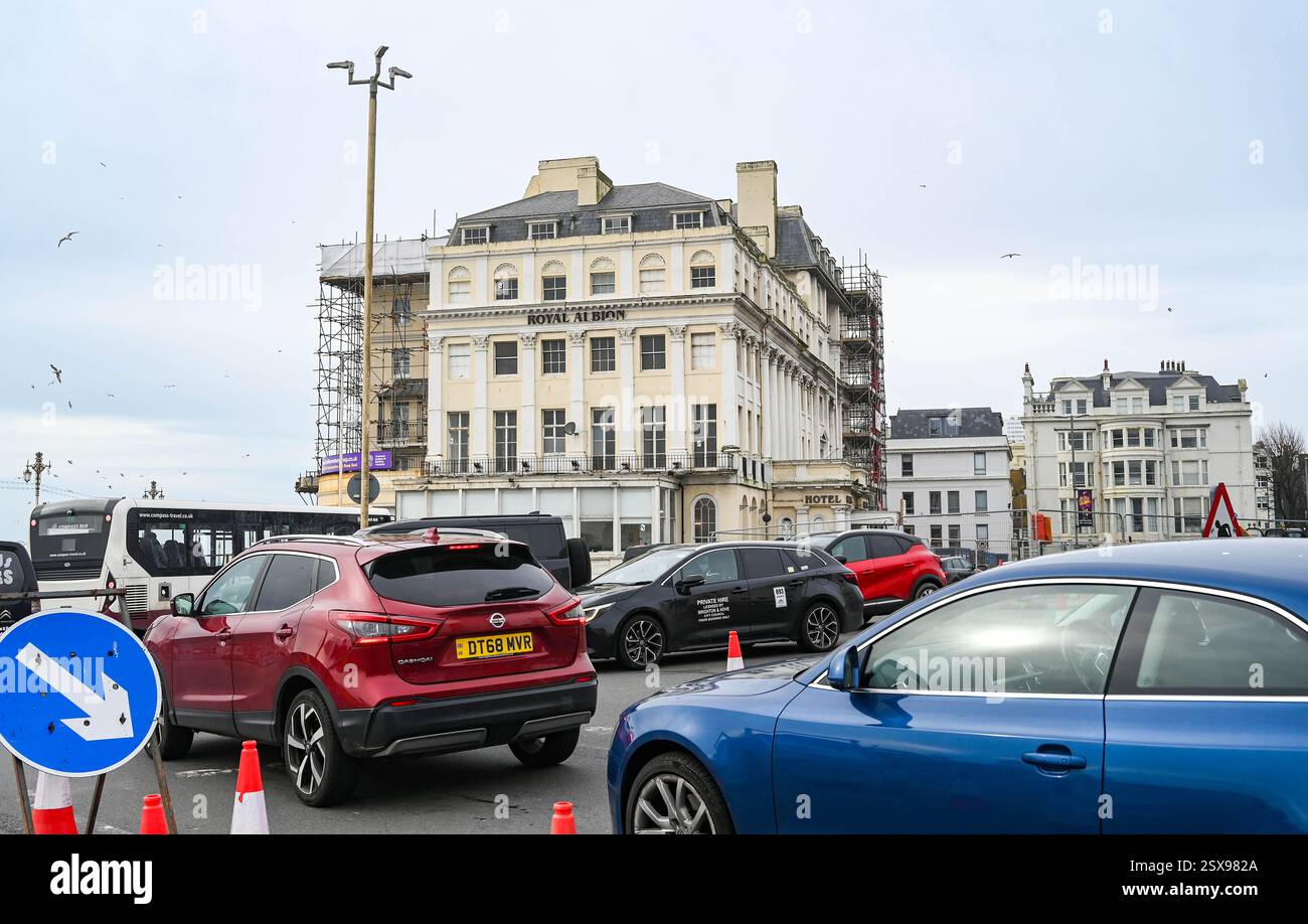 Brighton UK 23rd February 2025 - Part of the A259 Brighton seafront ...