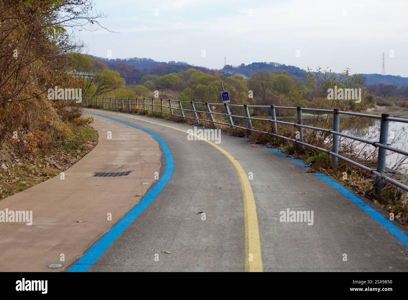 Daejeon, South Korea - November 12, 2020: A designated cycling path ...