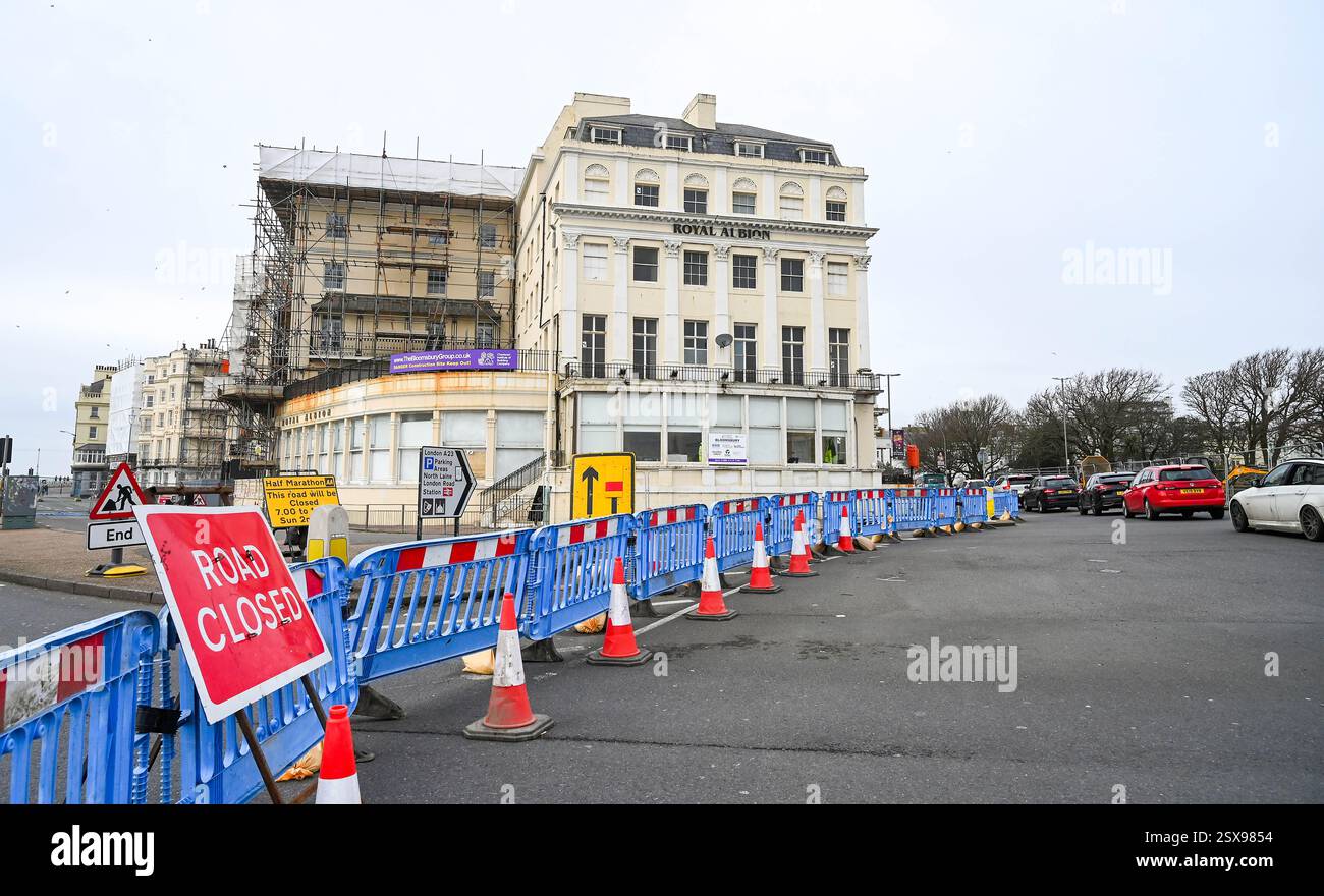 Brighton UK 23rd February 2025 - Part of the A259 Brighton seafront ...