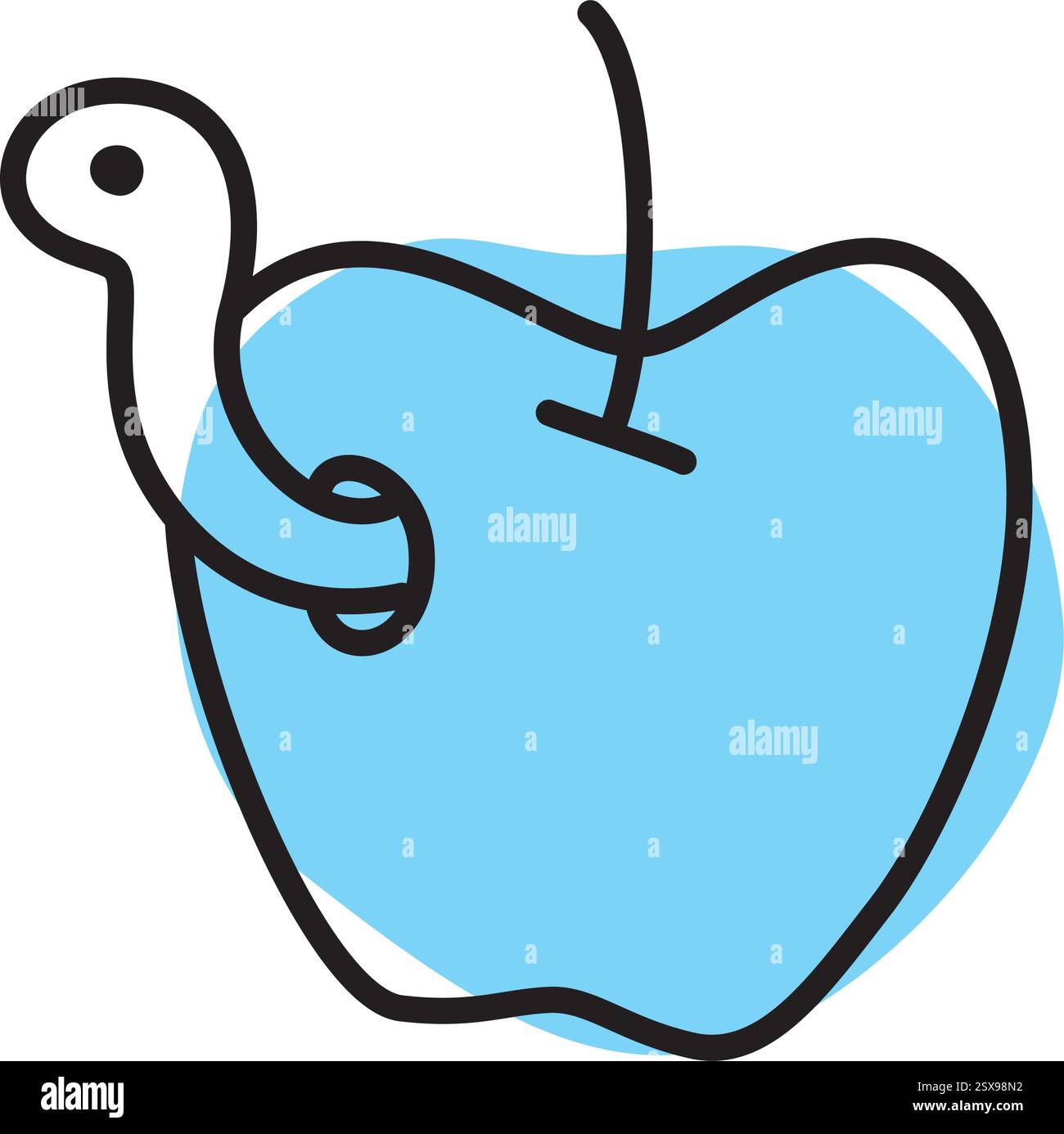 Apple doodle icon hand drawn with thin line and colorful blob Stock ...