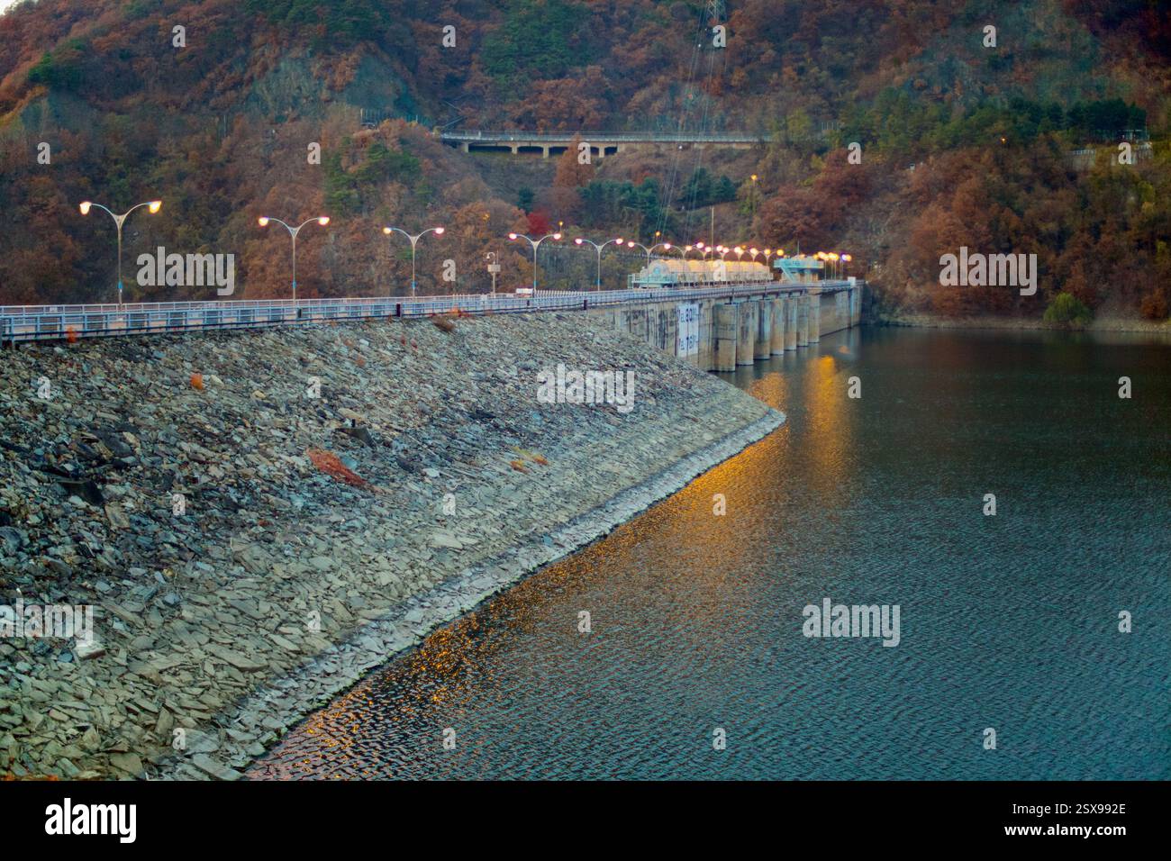Daejeon, South Korea - November 12, 2020: The illuminated structure of ...