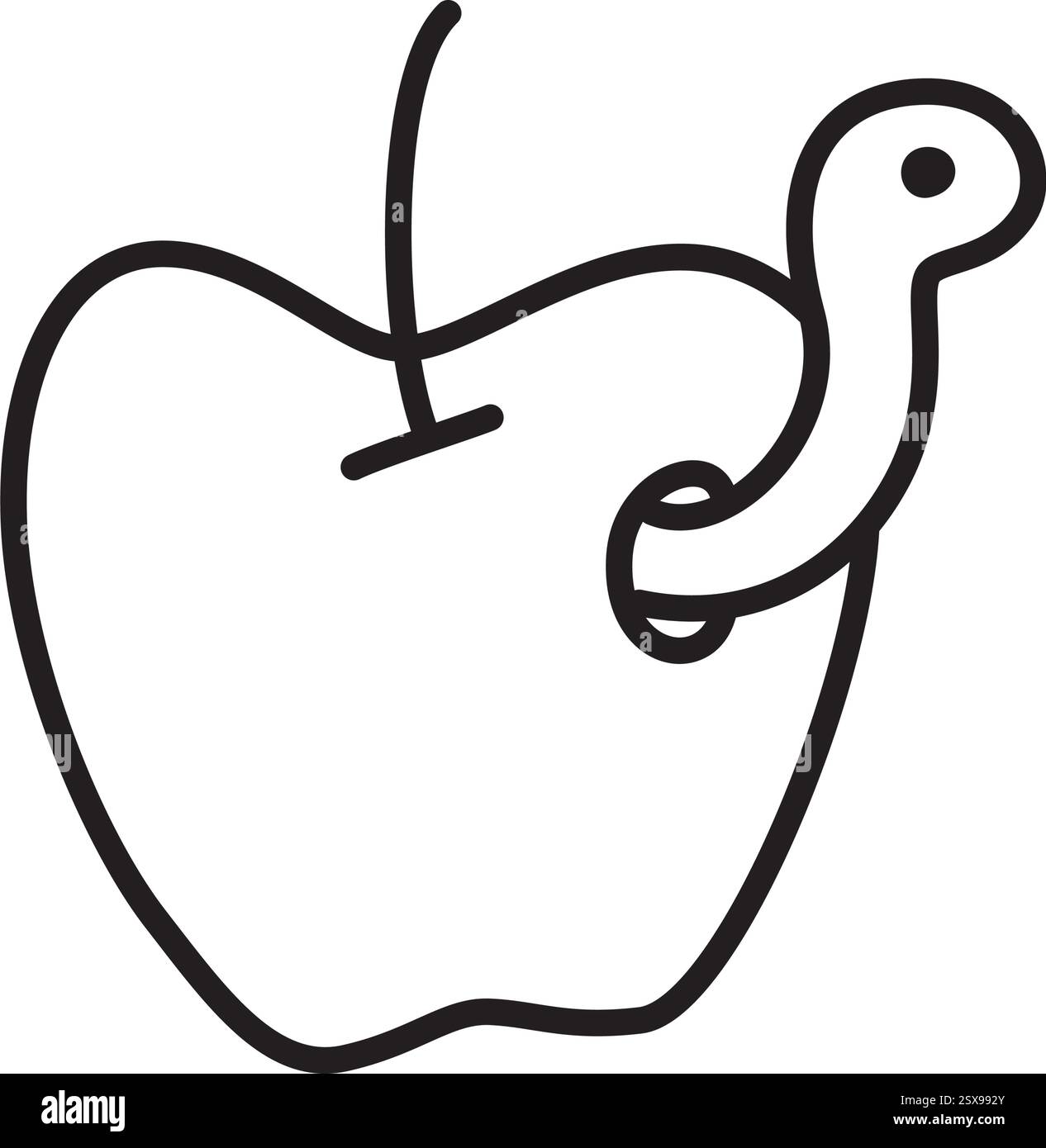 Apple doodle icon hand drawn with thin line in minimalistic style Stock ...