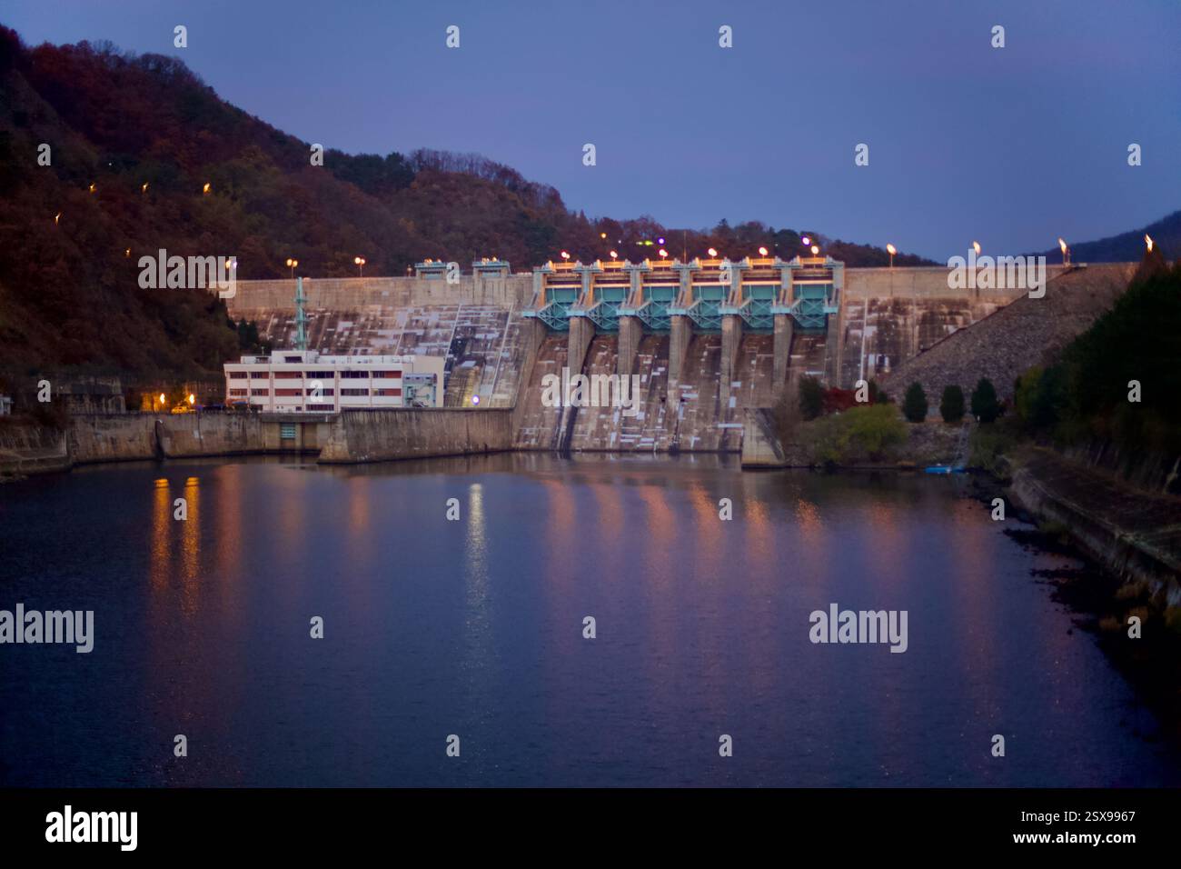 Daejeon, South Korea - November 12, 2020: The Daecheong Dam illuminated ...