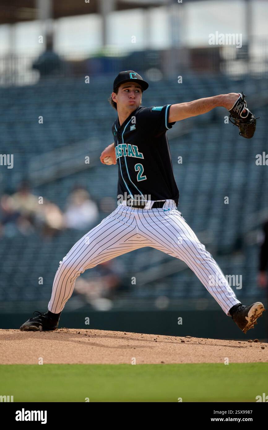 Coastal Carolina Chanticleers pitcher Cameron Flukey (2) during an NCAA ...
