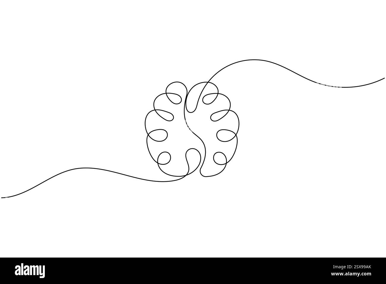 Human brain continuous one line drawing and minimalist style isolate ...