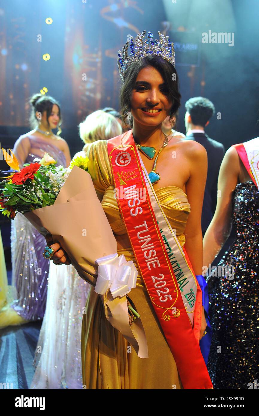 Tunis, Tunisia. 22nd Feb, 2025. Lamis Redissi poses for photos after she was elected as the 2025 ...