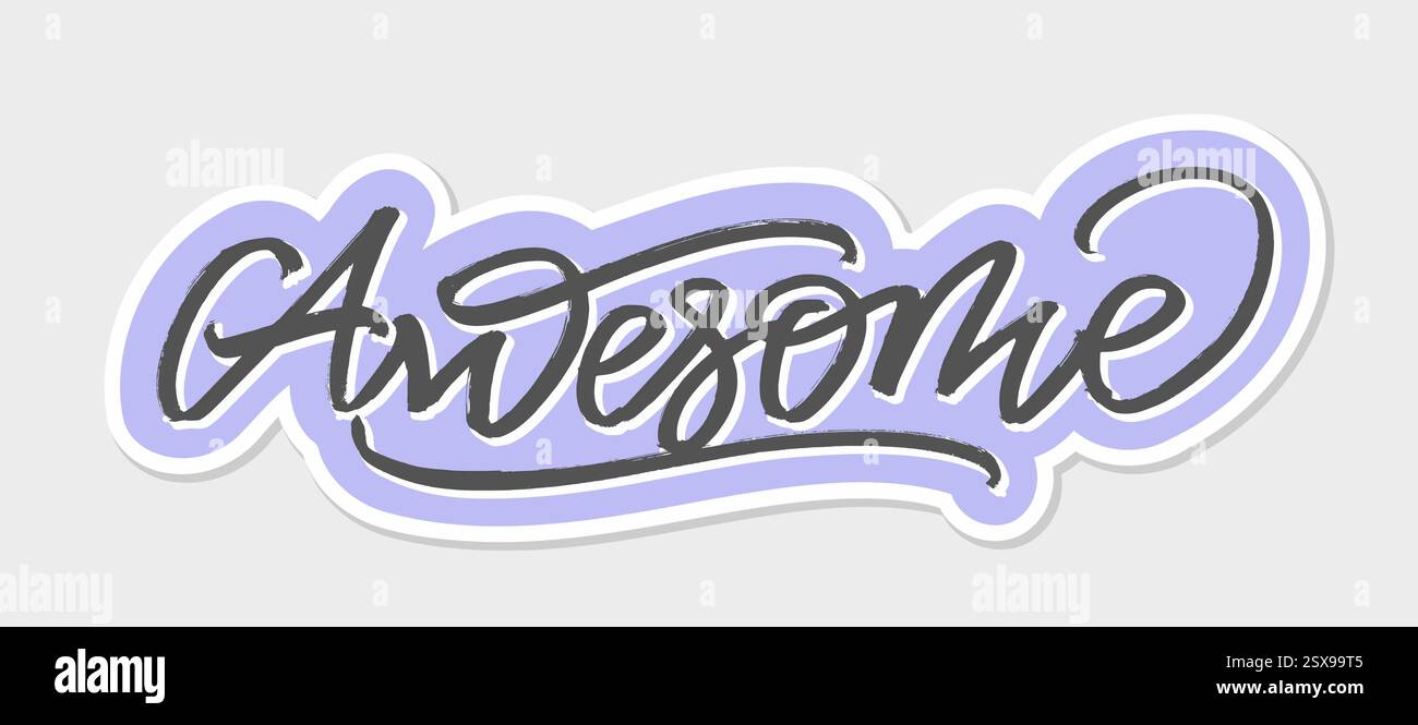 Awesome. Handwritten words with a brush. Calligraphy in vector Stock ...