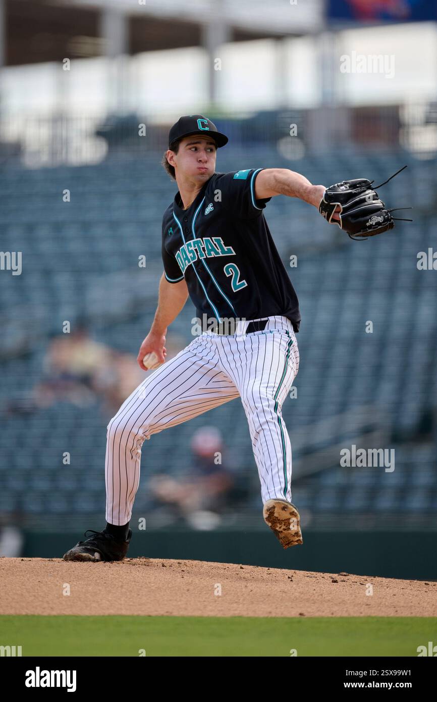 Coastal Carolina Chanticleers pitcher Cameron Flukey (2) during an NCAA ...