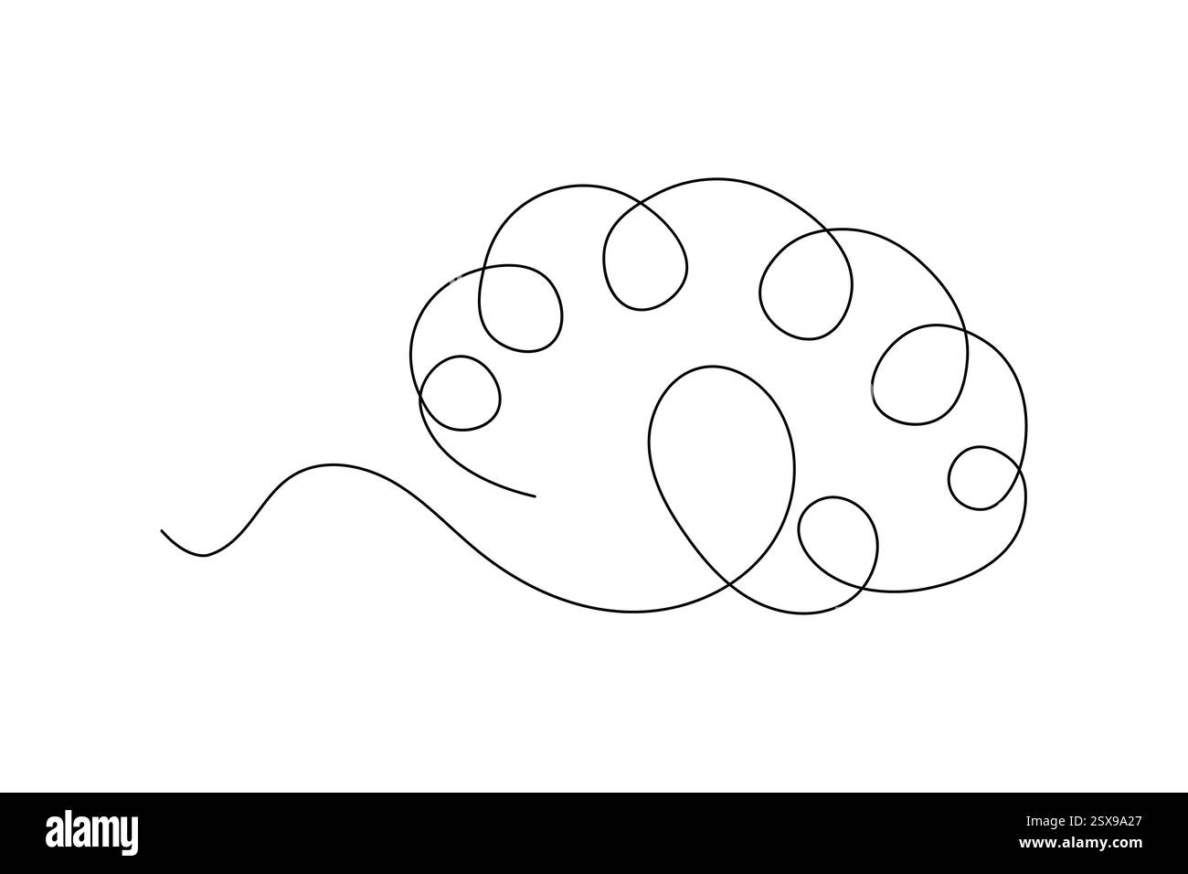 Human brain continuous one line drawing and minimalist style isolate ...
