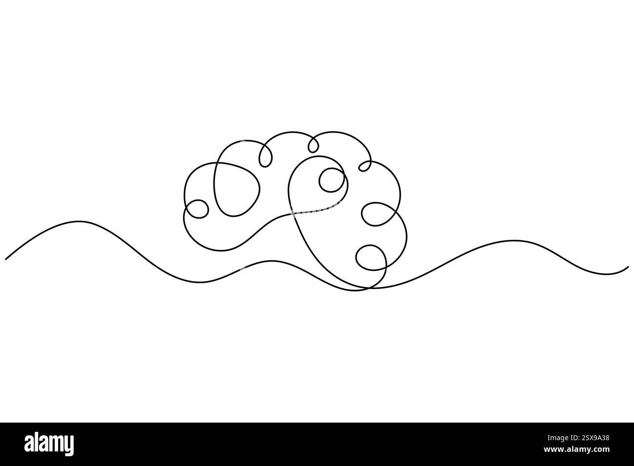 Human brain continuous one line drawing and minimalist style isolate ...