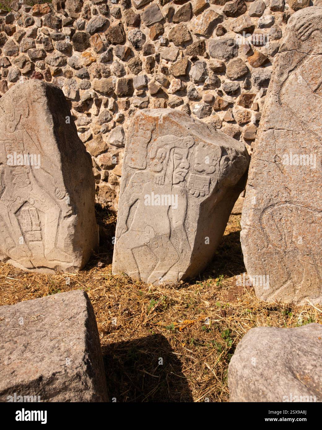Building and wall of the dancers at the ancient archaeological ruins of ...
