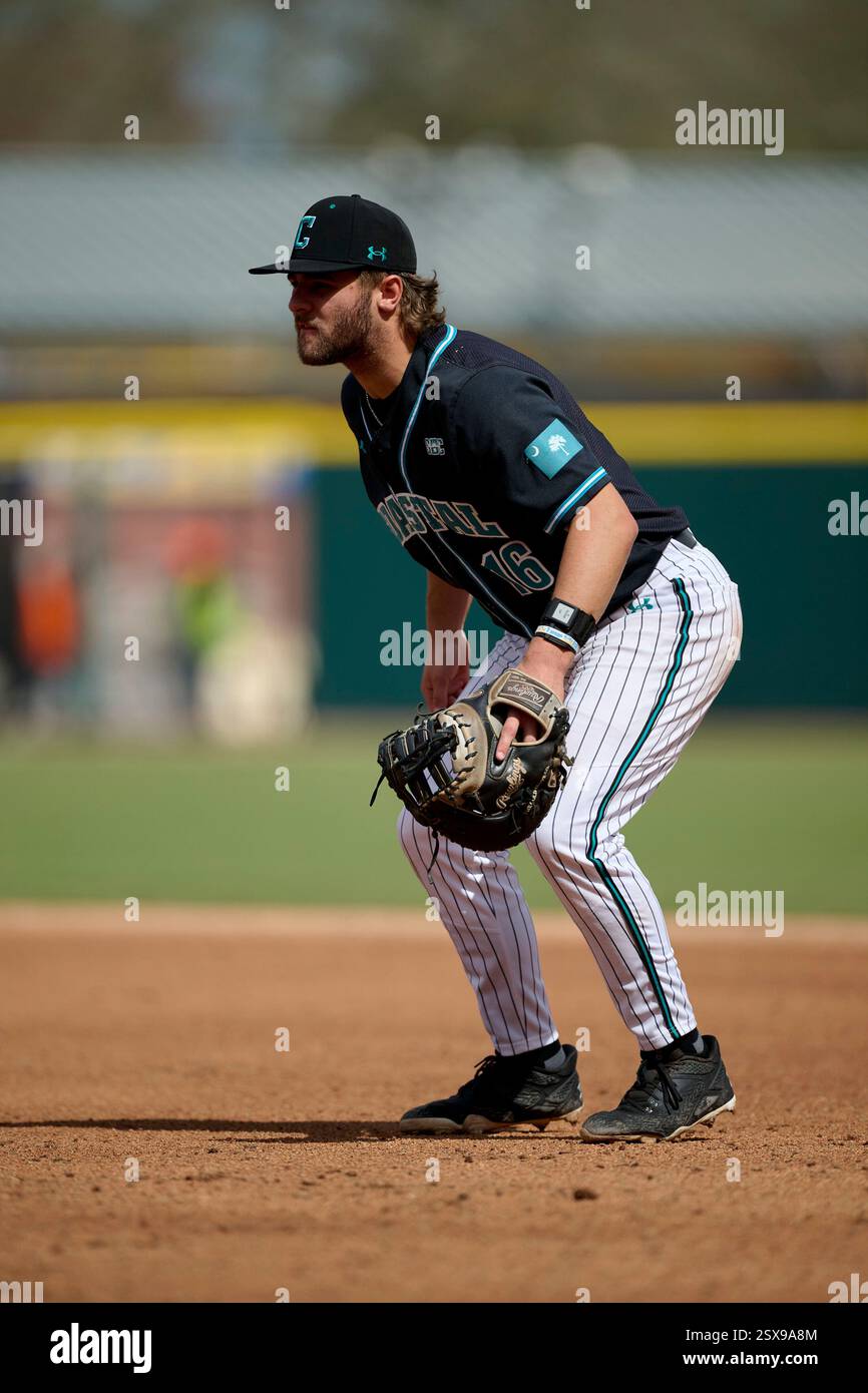 Coastal Carolina Chanticleers first baseman Colby Thorndyke (16) during an NCAA baseball game ...