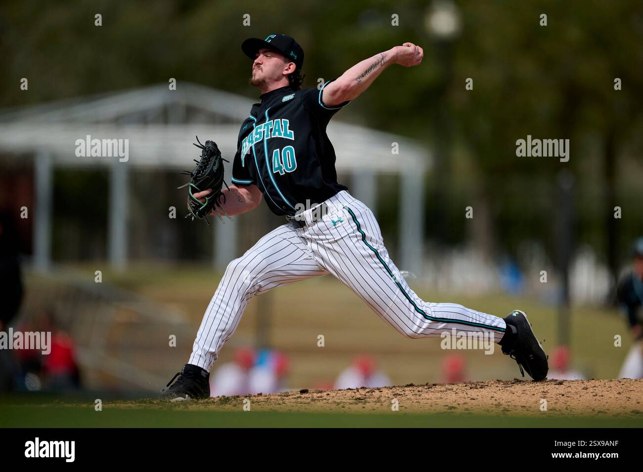 Coastal Carolina Chanticleers pitcher Dominick Carbone (40) during an ...
