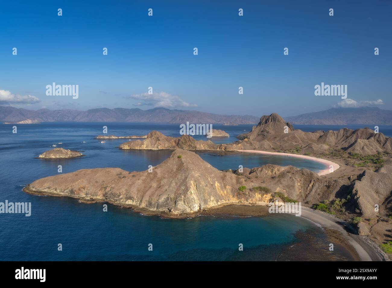 This breathtaking aerial view beautifully showcases rocky Padar islands ...