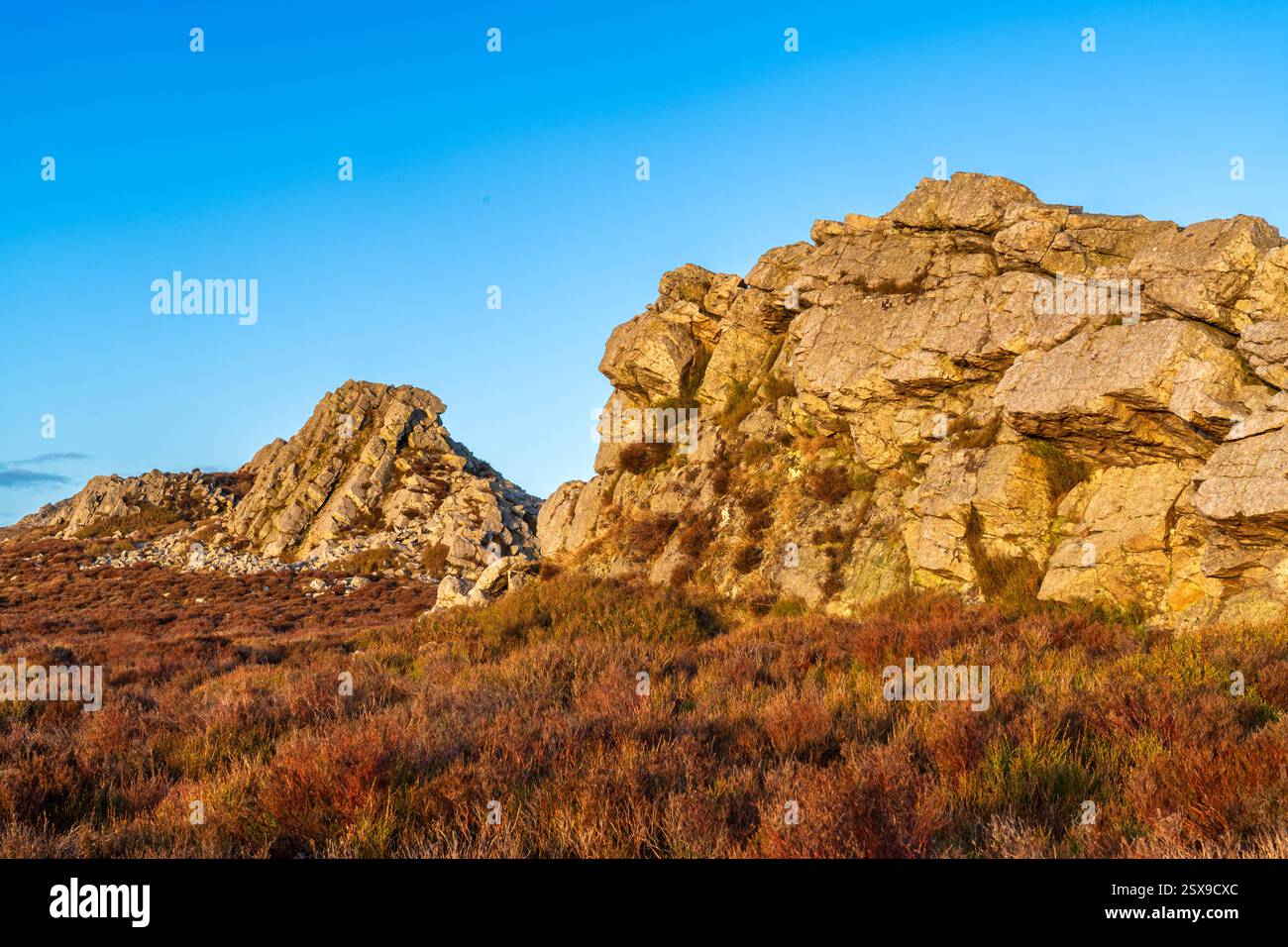 Landscape image of sunset colours at a rock formation on the ...