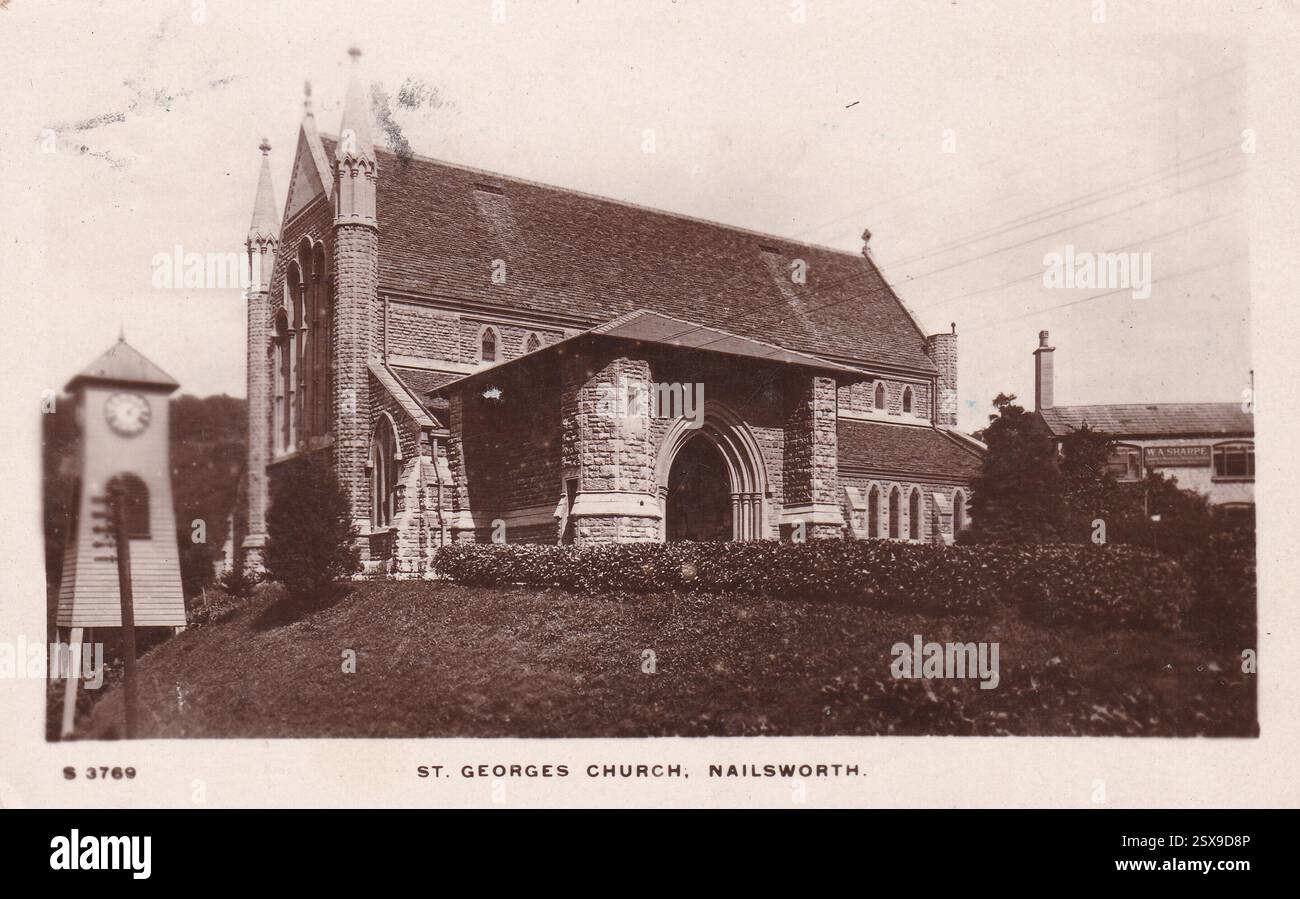 Vintage postcard of St. Georges Church, Nailsworth Stock Photo - Alamy