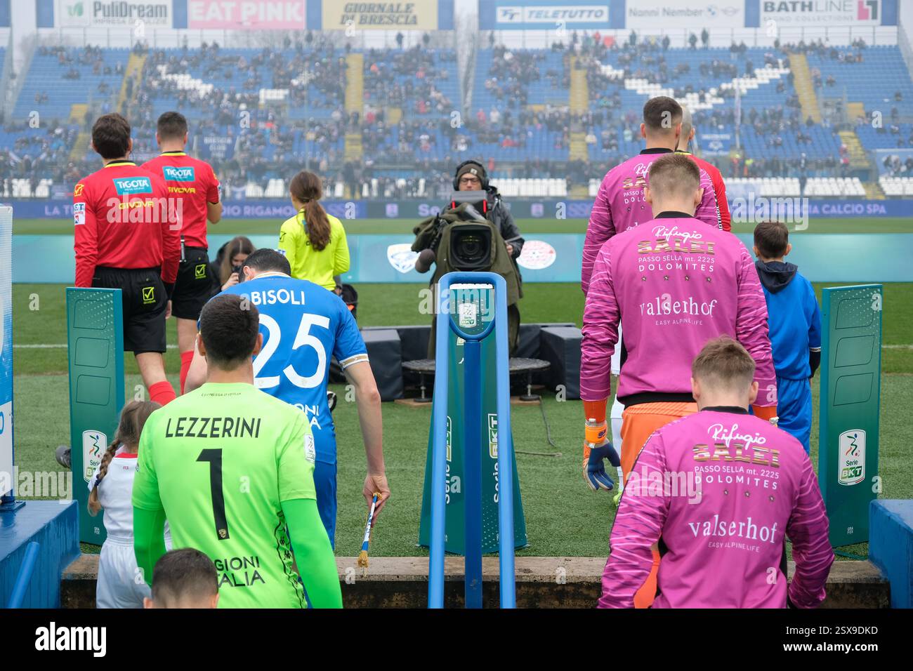 Brescia, Italy. 23rd Feb, 2025. Brescia Calcio FC Team and FC Sudtirol ...