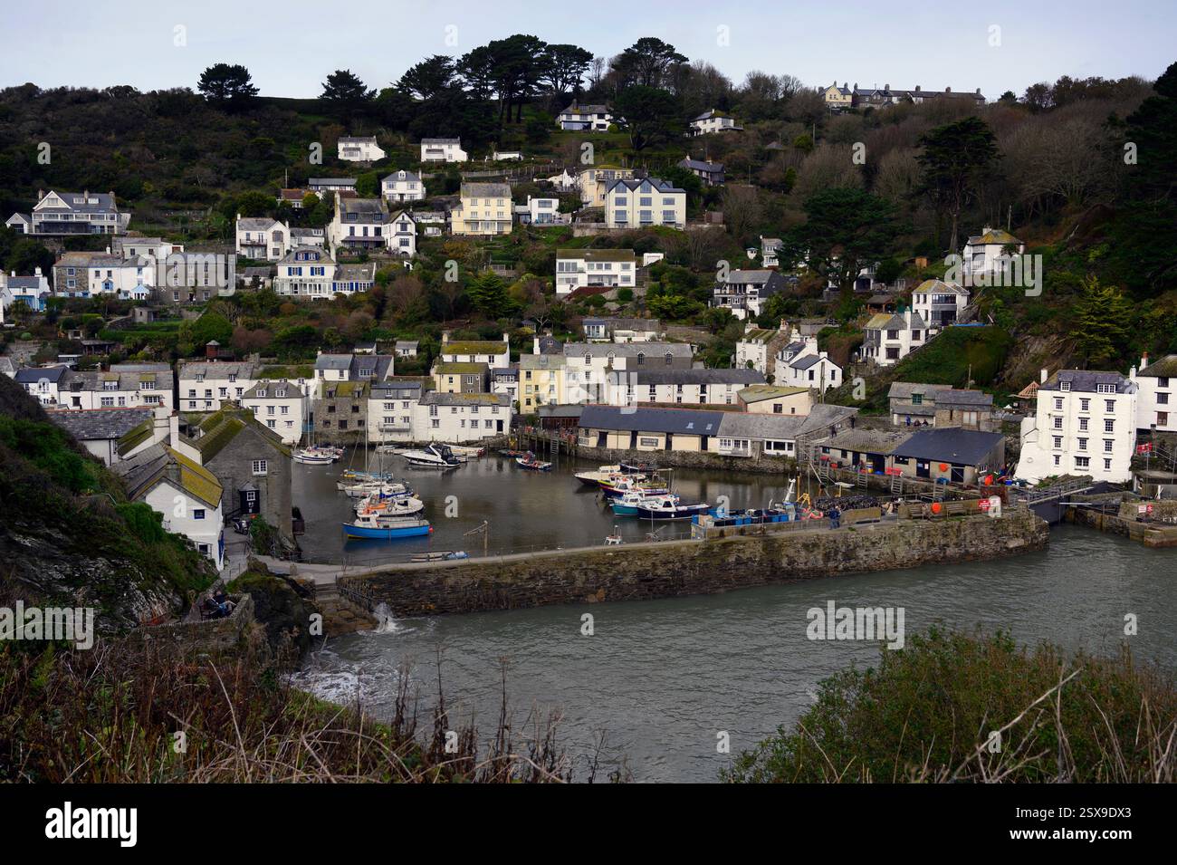 Polperro harbour at high tide, Polperro, Cornwall,UK Stock Photo - Alamy