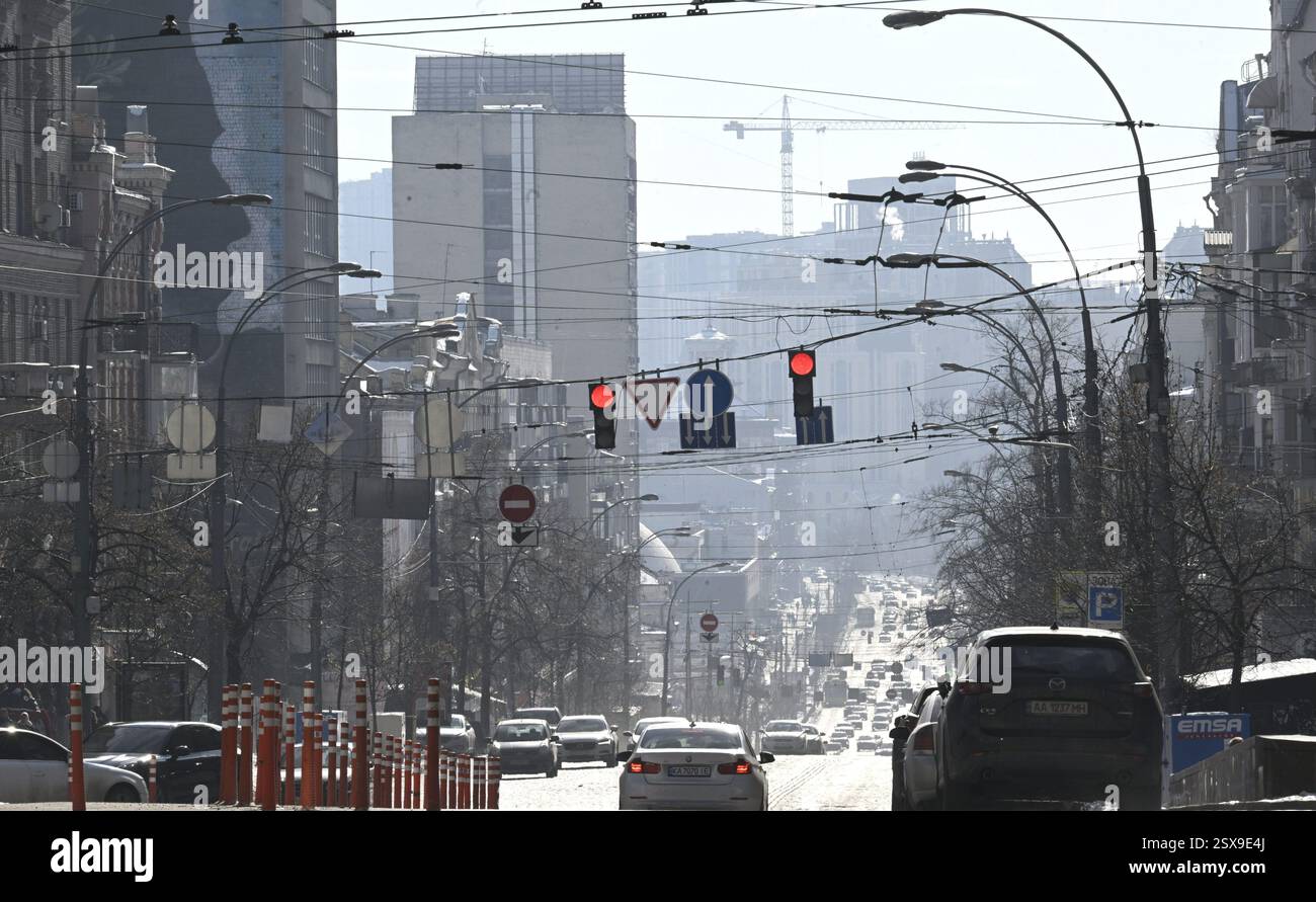 Traffic in Kyiv, Ukraine, on February 23, 2025. (Photo by HEIKKI ...