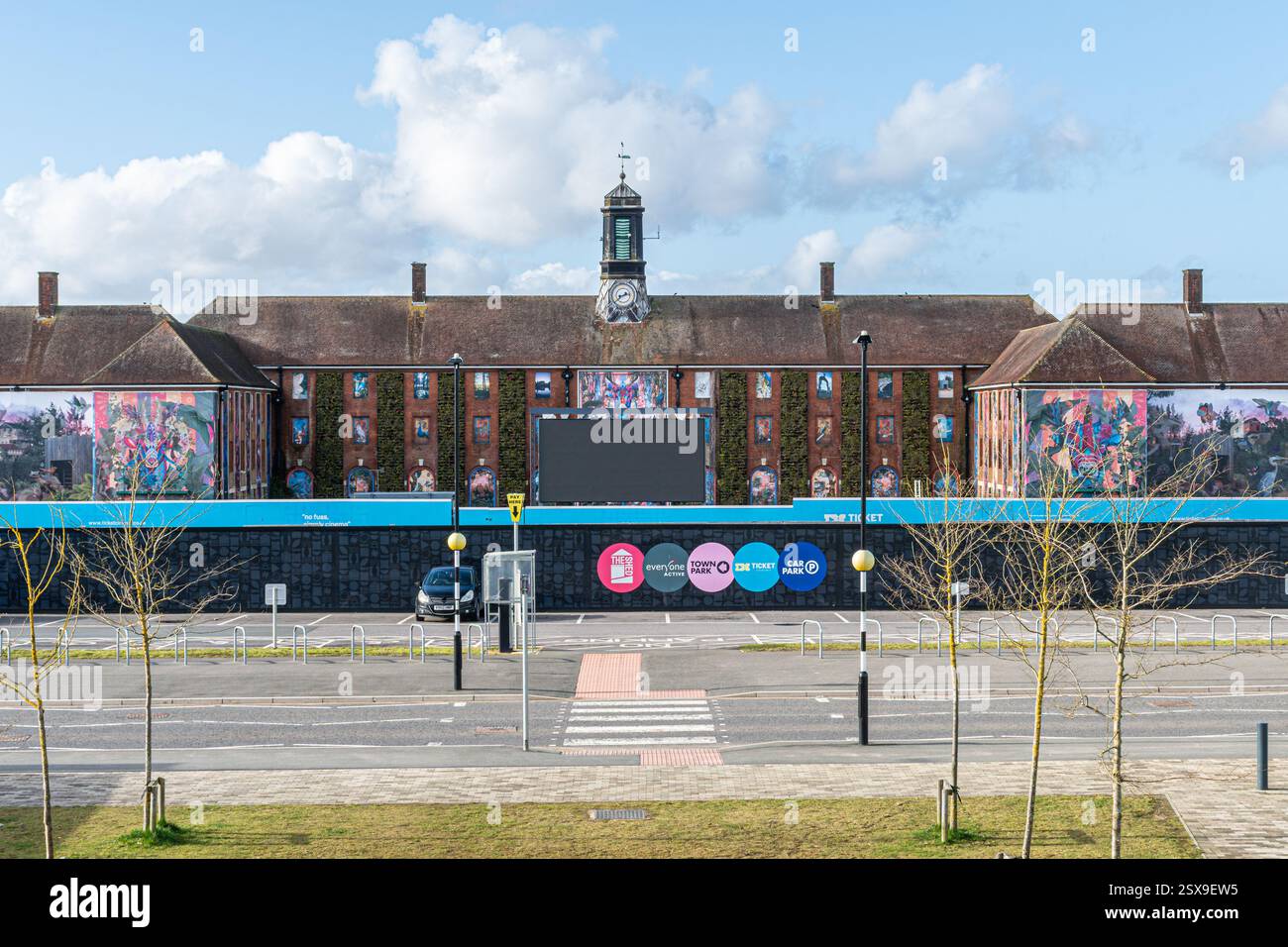 View of the new outdoor cinema area in Bordon new town on the Parade ...