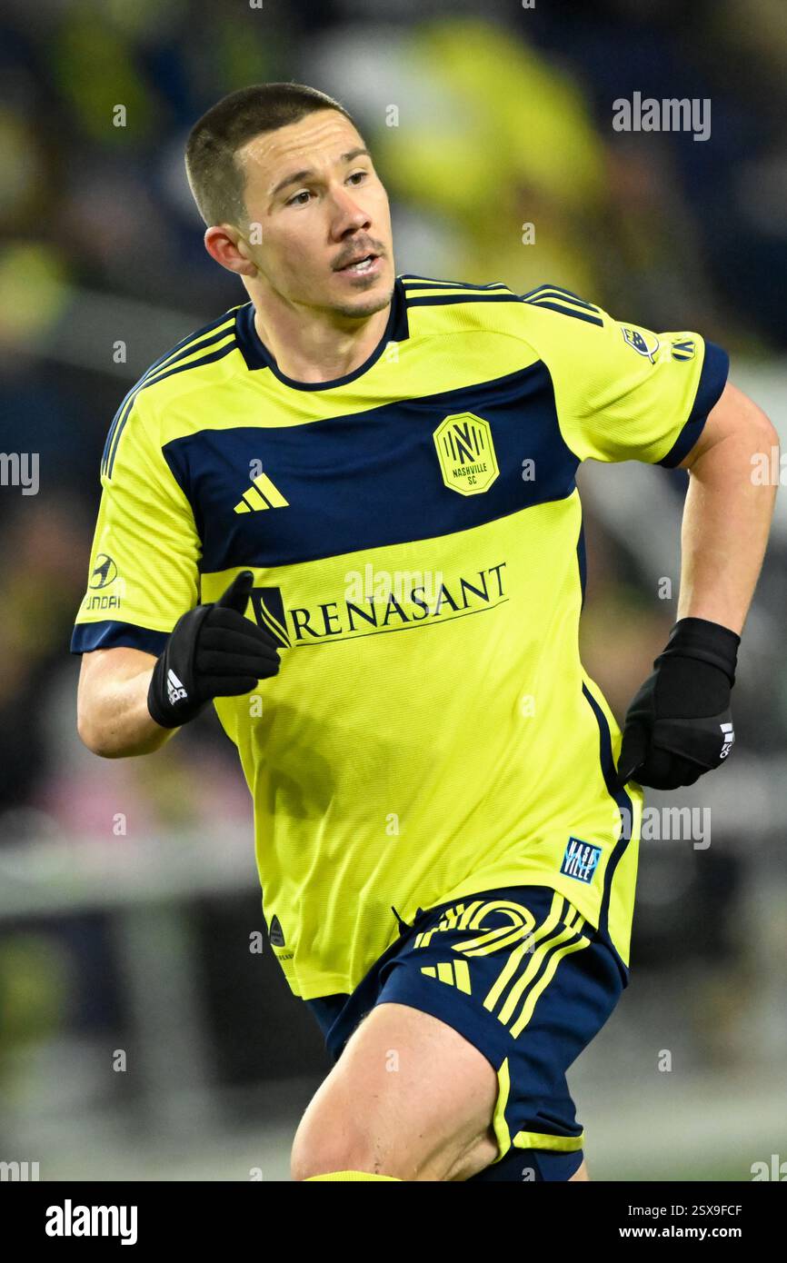Nashville SC midfielder Alex Muyl (19) during an MLS soccer match ...
