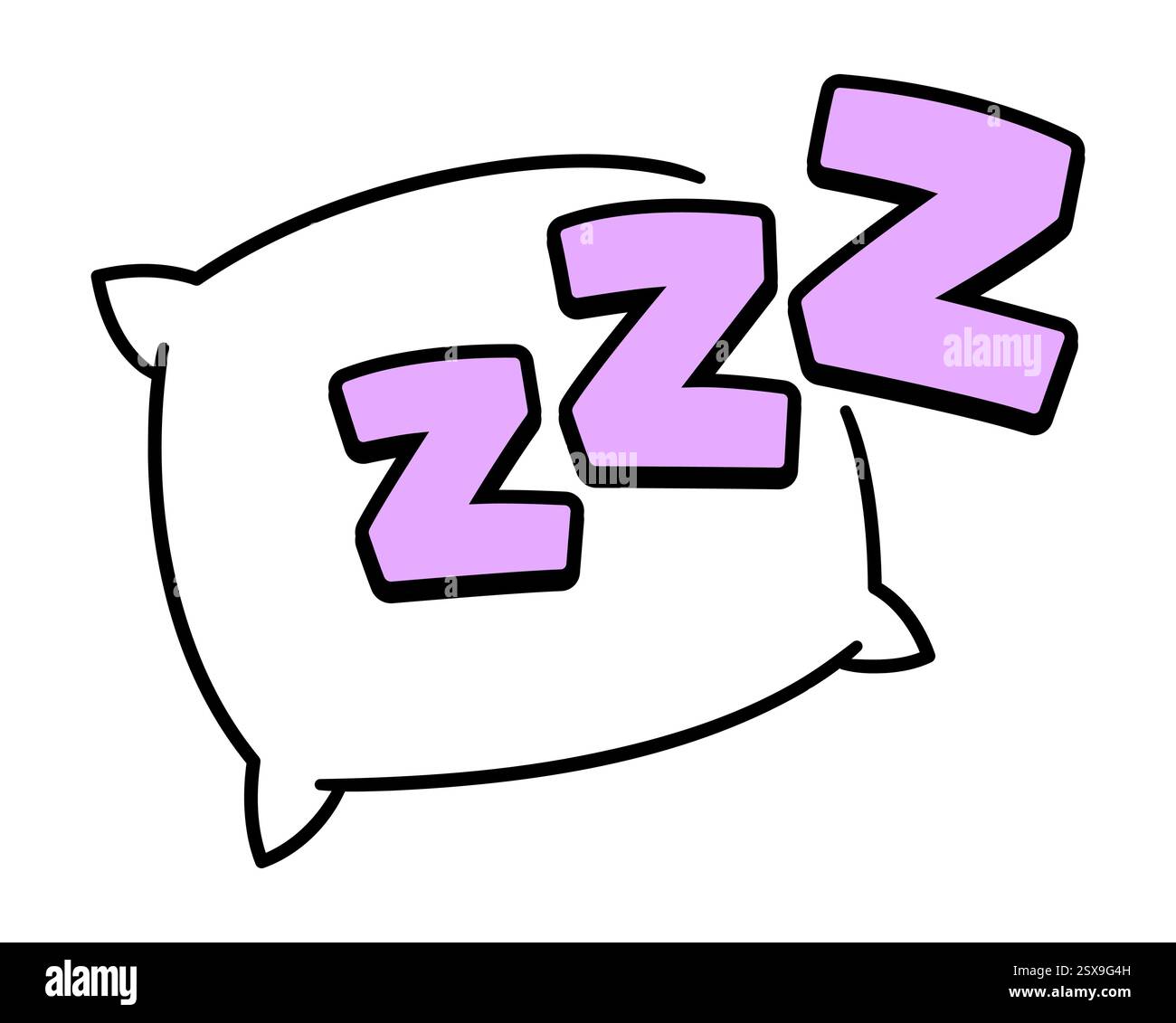 Pillow with ZZZ letters in comic style, good night sleep. Simple drawing, vector clip art ...