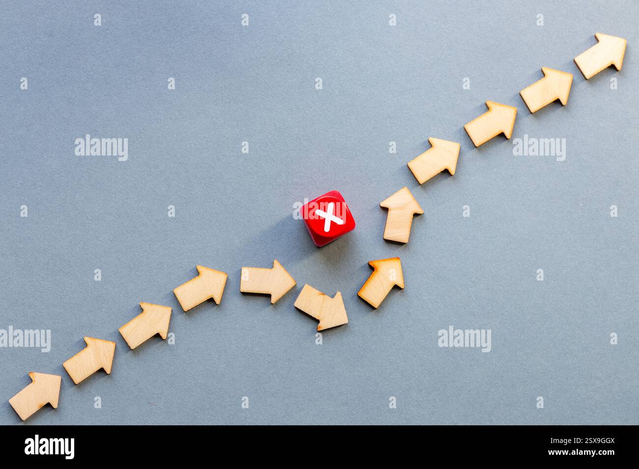 Arrow symbols bypassing threats in pursuit of the goal. Concept Avoid ...
