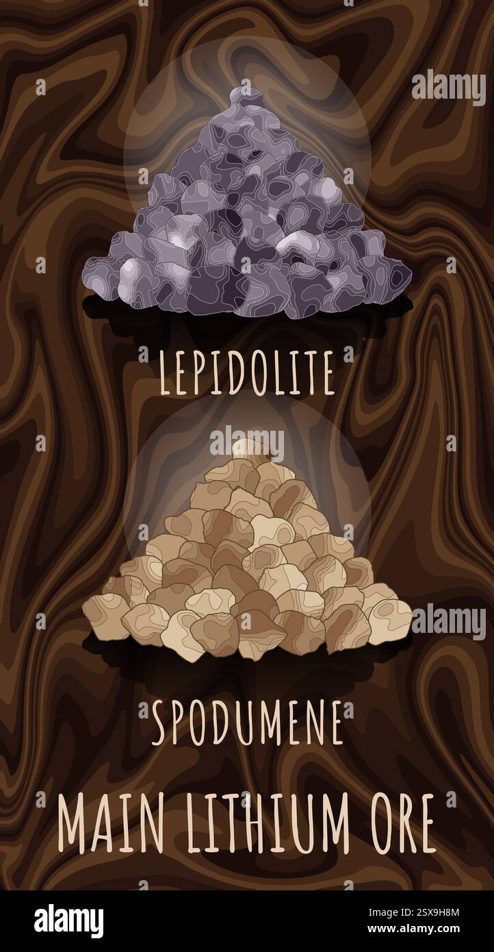 Vector Drawing Of Lepidolite And Spodumene Hand Drawn Illustration Lithium Ore Lithium