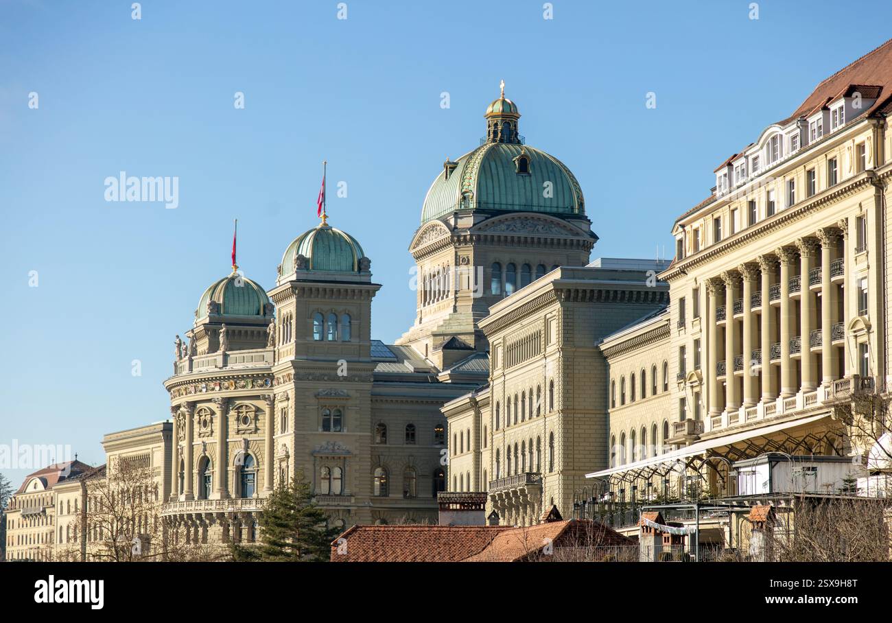 Switzerland, Bern. Federal Palace front view, Swiss government and ...