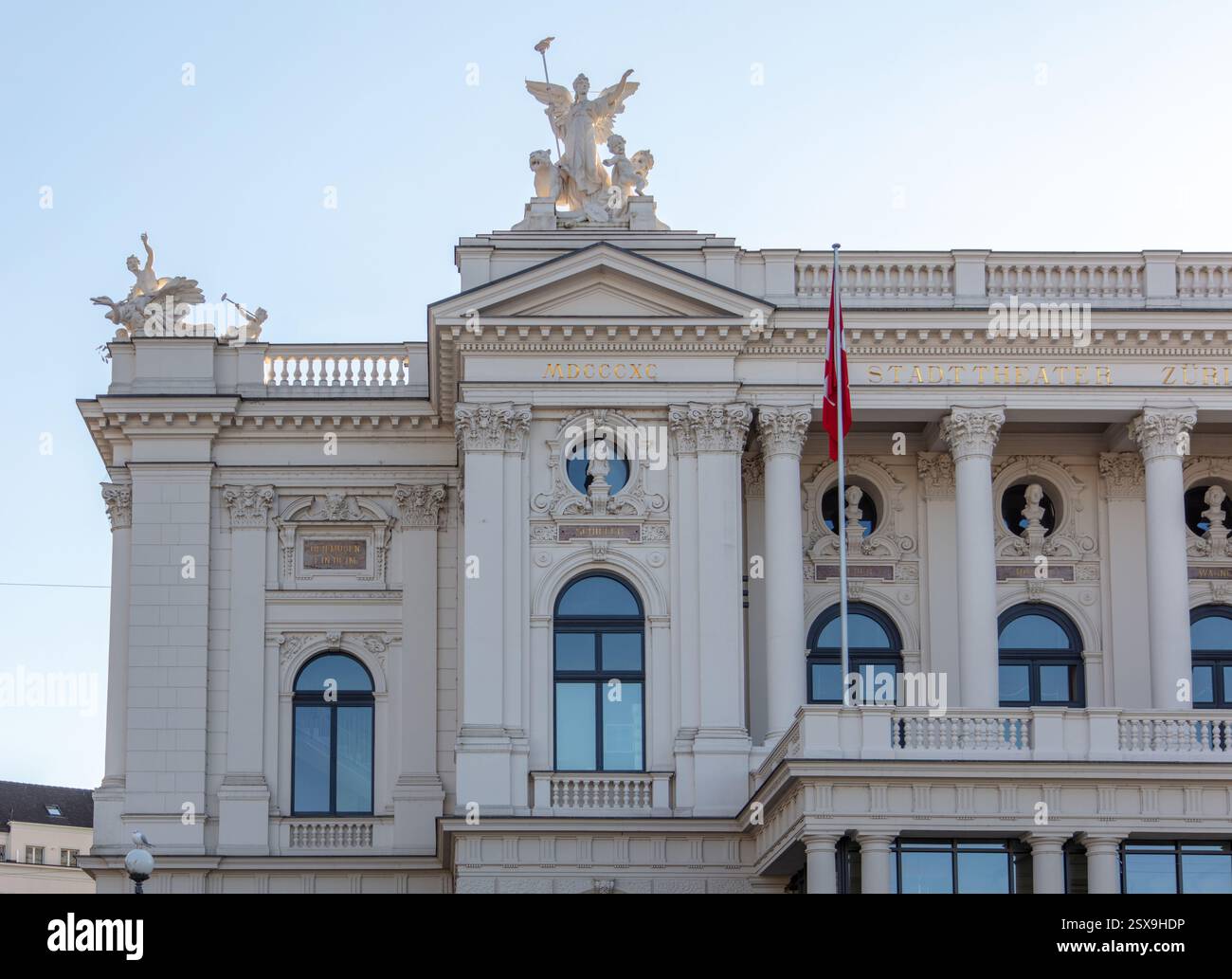 The Zurich Opera House building, blue sky. Switzerland, Zurich Stock ...