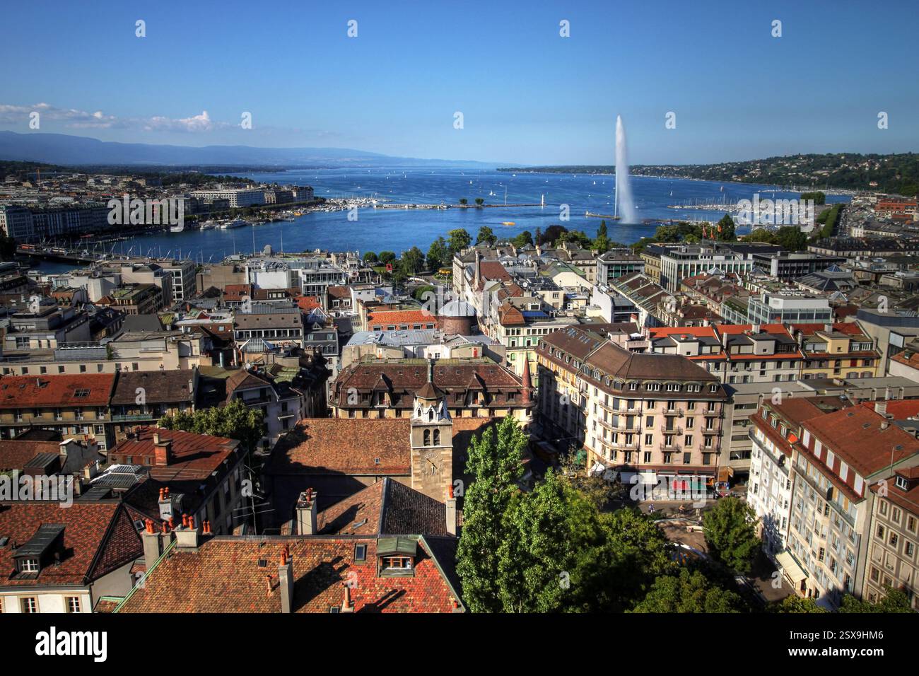 Aerial view of Geneva (Geneve/Genf) from the north tower of St-Pierre ...