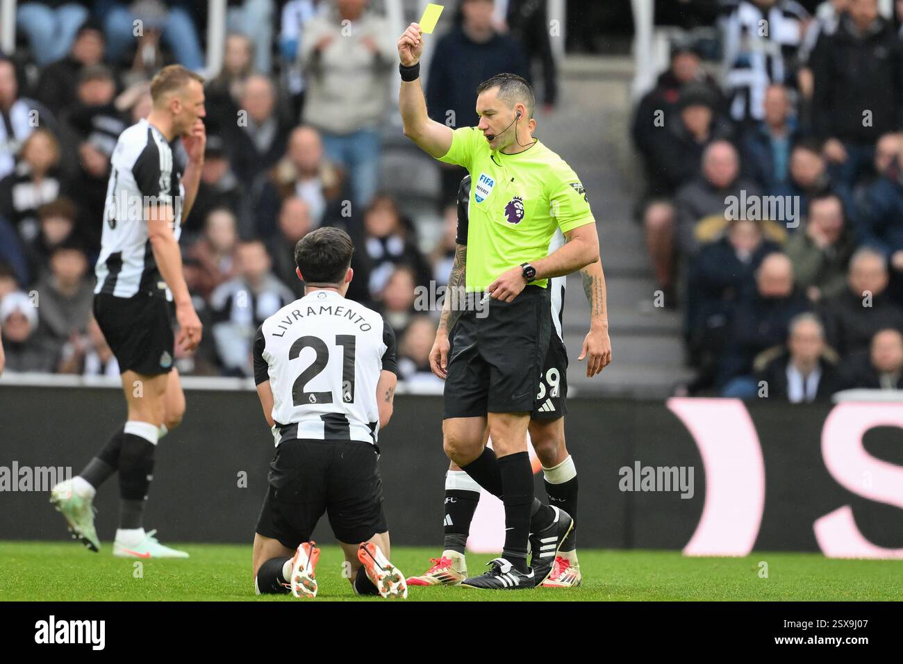 Newcastle on Sunday 23rd February 2025. Referee, Jarred Gillett shows a ...