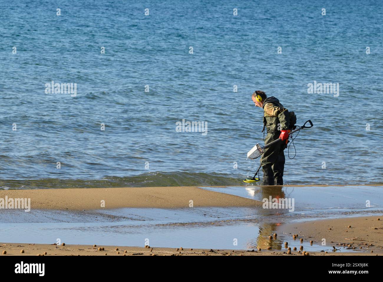 Man scanning sand on beach hi-res stock photography and images - Alamy