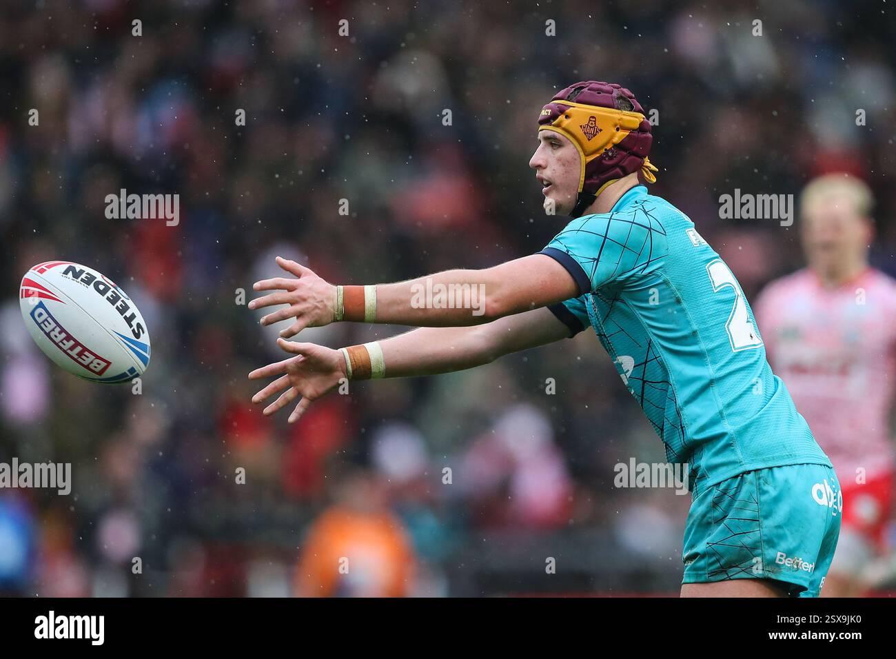 Leigh, UK. 23rd Feb, 2025. George Flanagan of Huddersfield Giants ...