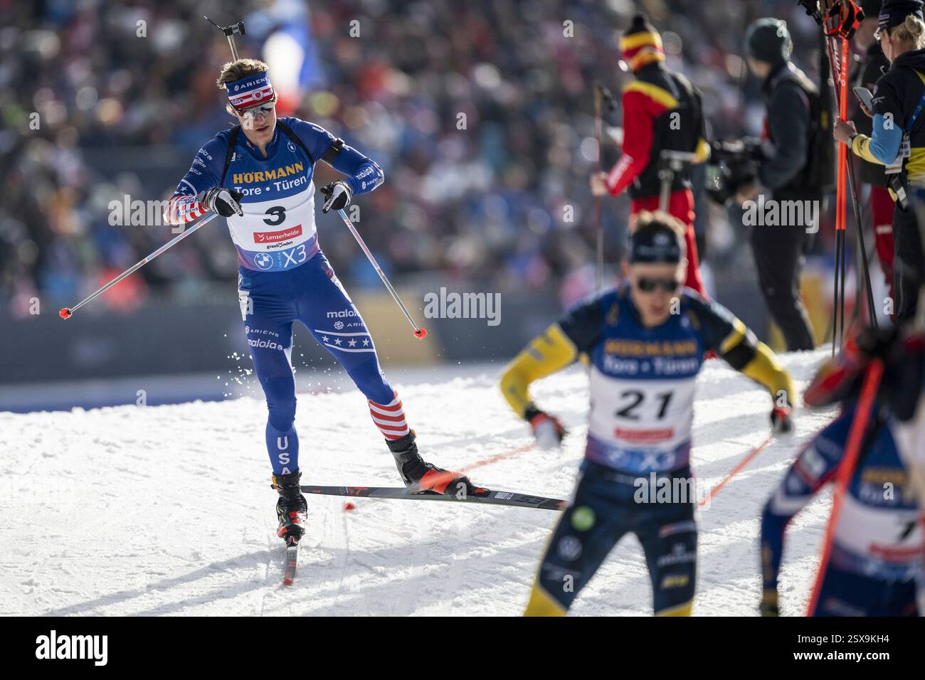 Campbell Wright of USA competes during the men's mass start race during ...