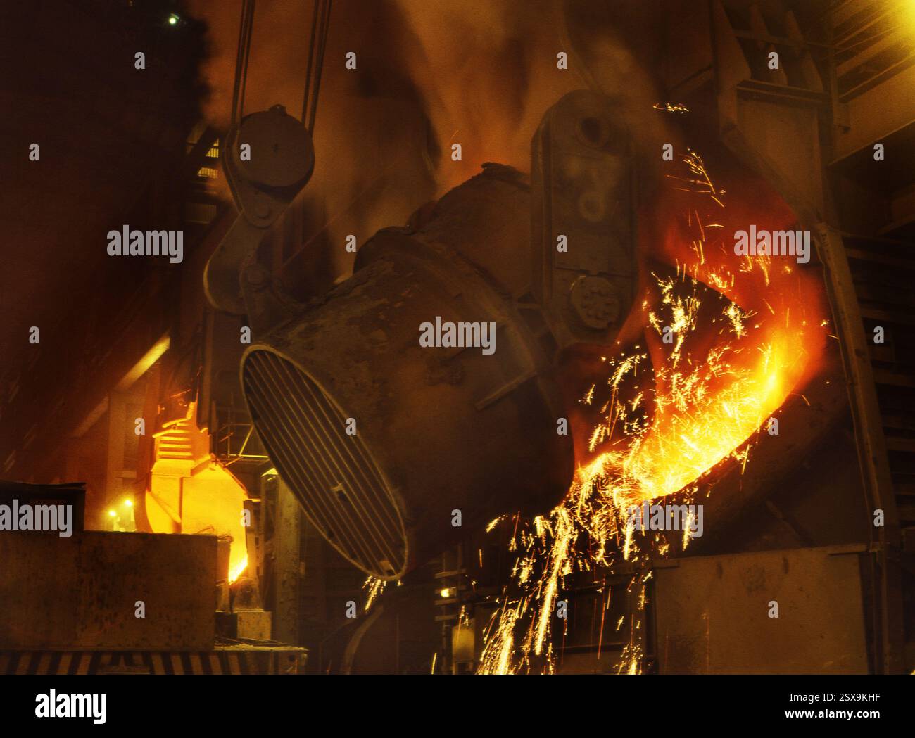 Vintage Steelmaking procedures on old plant Stock Photo - Alamy