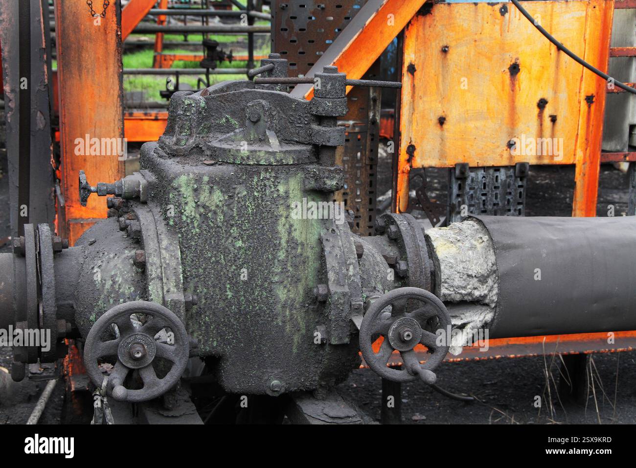 Valves, pipes and pumps on a coke oven by product plant. Chemical works ...