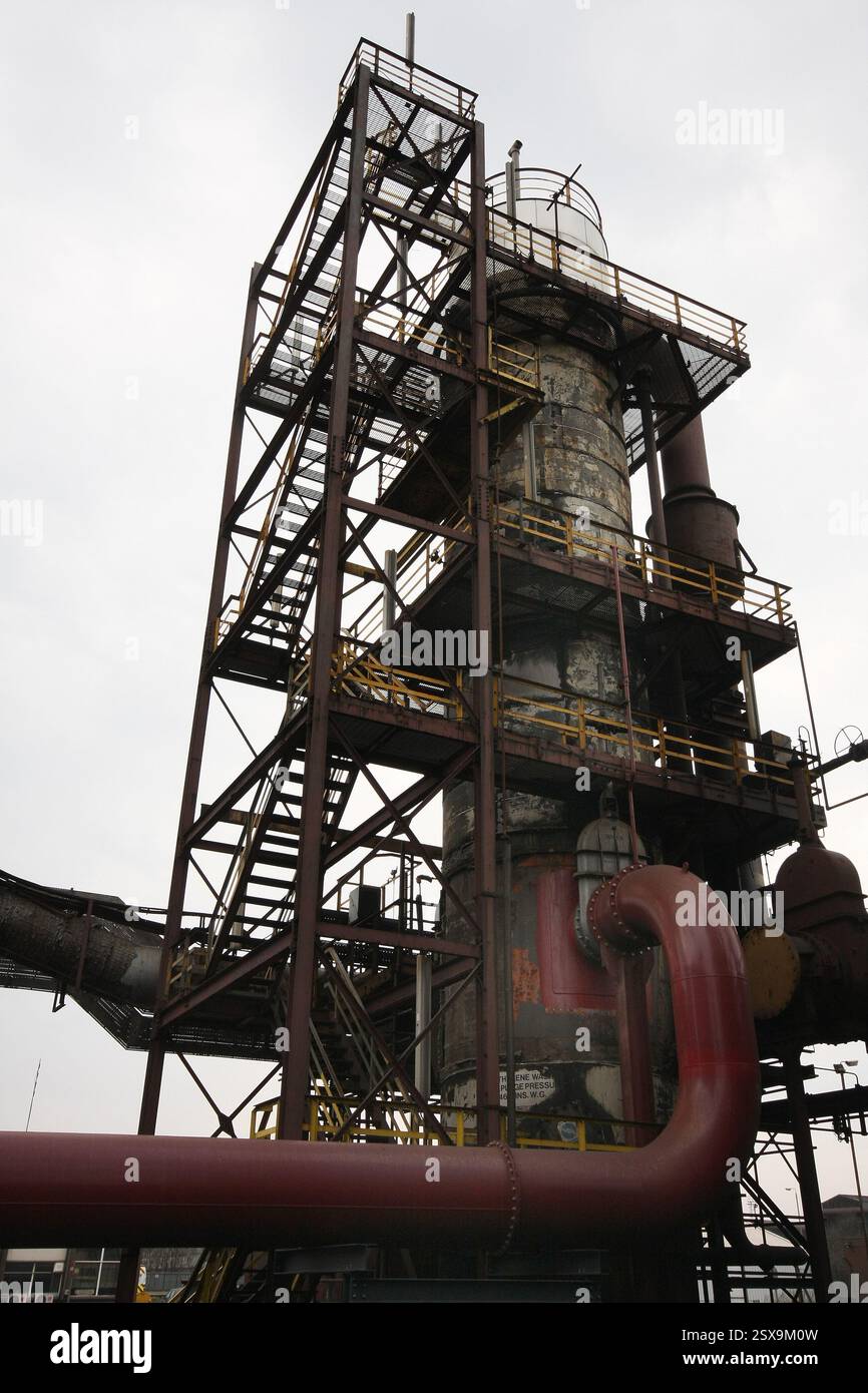 Valves, pipes and pumps on a coke oven by product plant. Chemical works ...