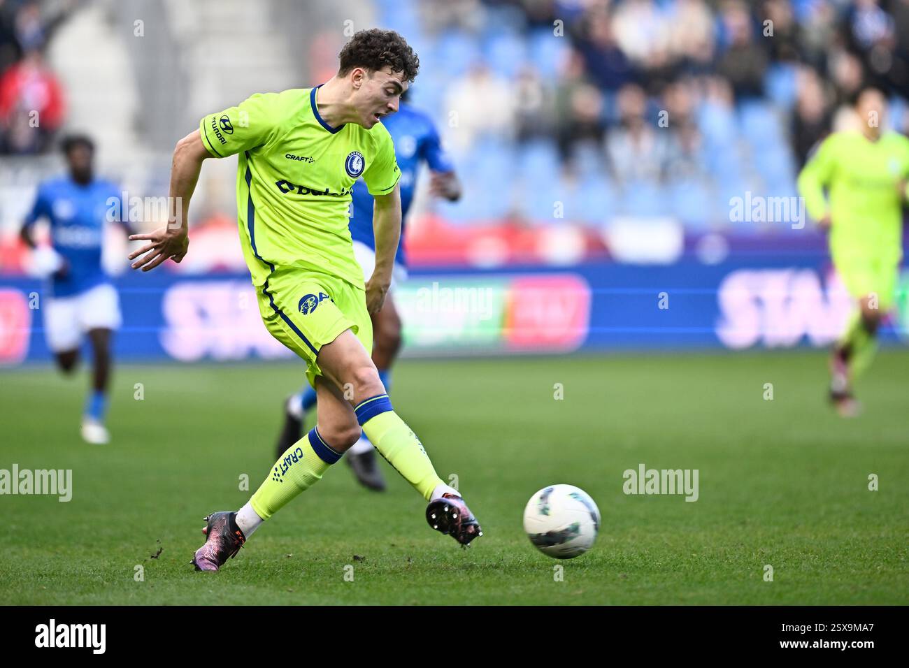 Gent's Mathias Delorge pictured during a soccer match between KRC Genk ...