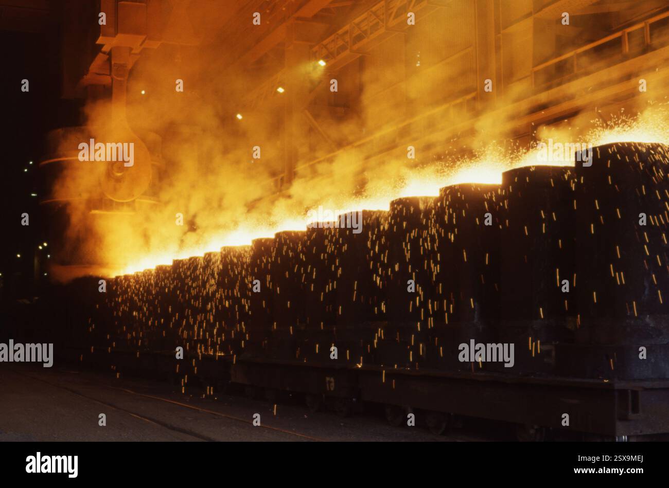 Vintage Steelmaking procedures on old plant Stock Photo - Alamy