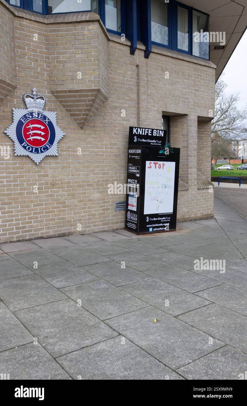 The Ben Kinsella Trust knife bin outside the Essex Police station in ...
