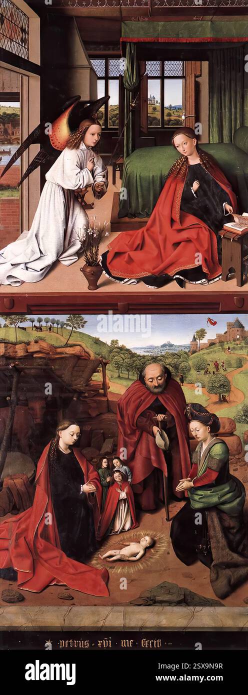 CHRISTUS, Petrus (b. 1410/20, Baarle, d. 1475/76, Brugge) Annunciation and Nativity 1452 Wood ...