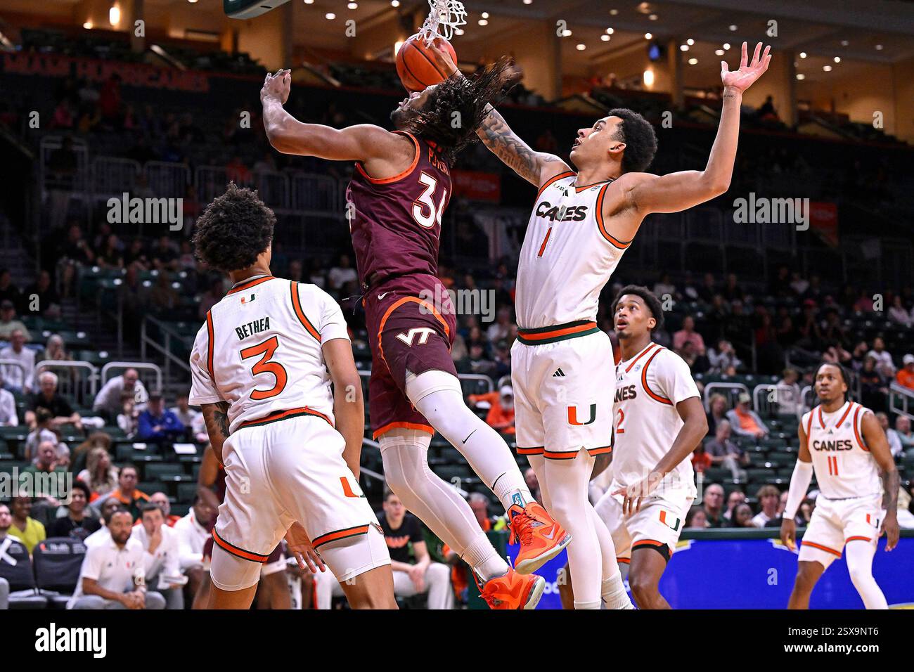 CORAL GABLES, FL - FEBRUARY 22: Virginia Tech forward Mylyjael Poteat ...