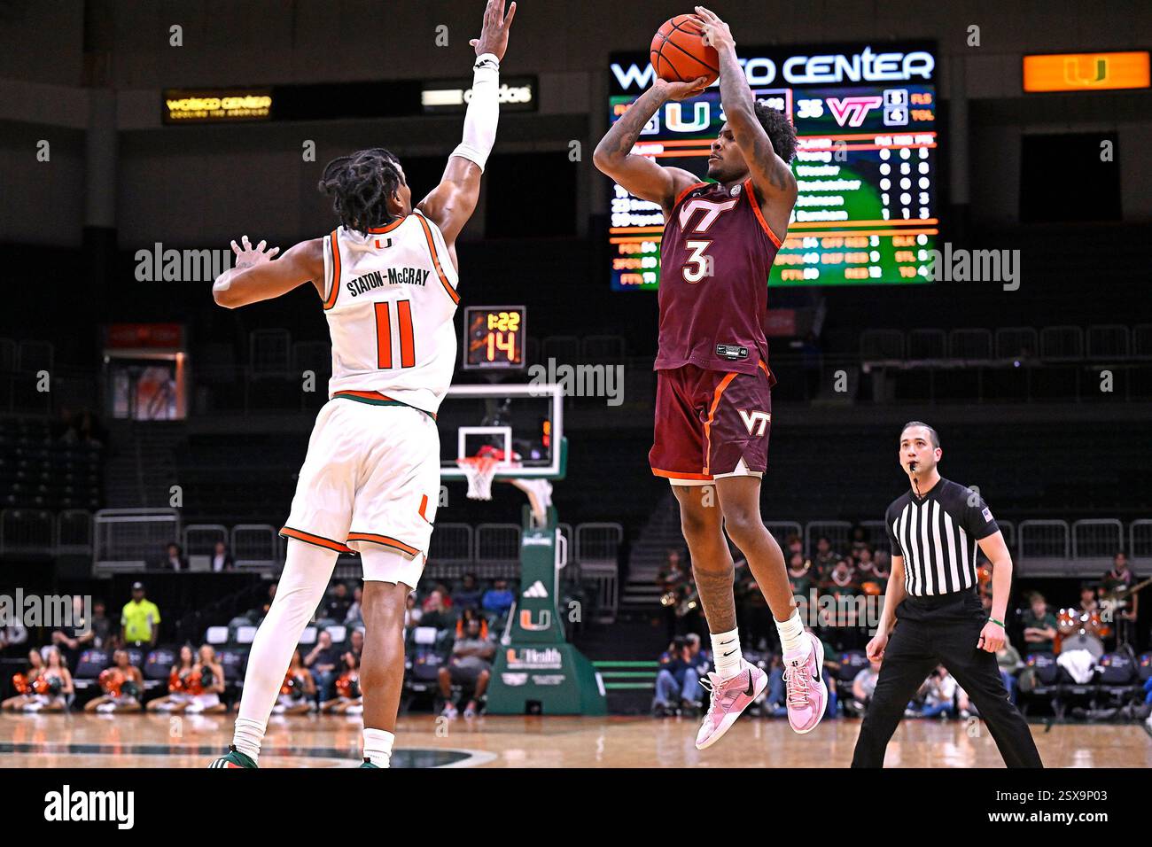 CORAL GABLES, FL - FEBRUARY 22: Virginia Tech guard Jaydon Young (3 ...