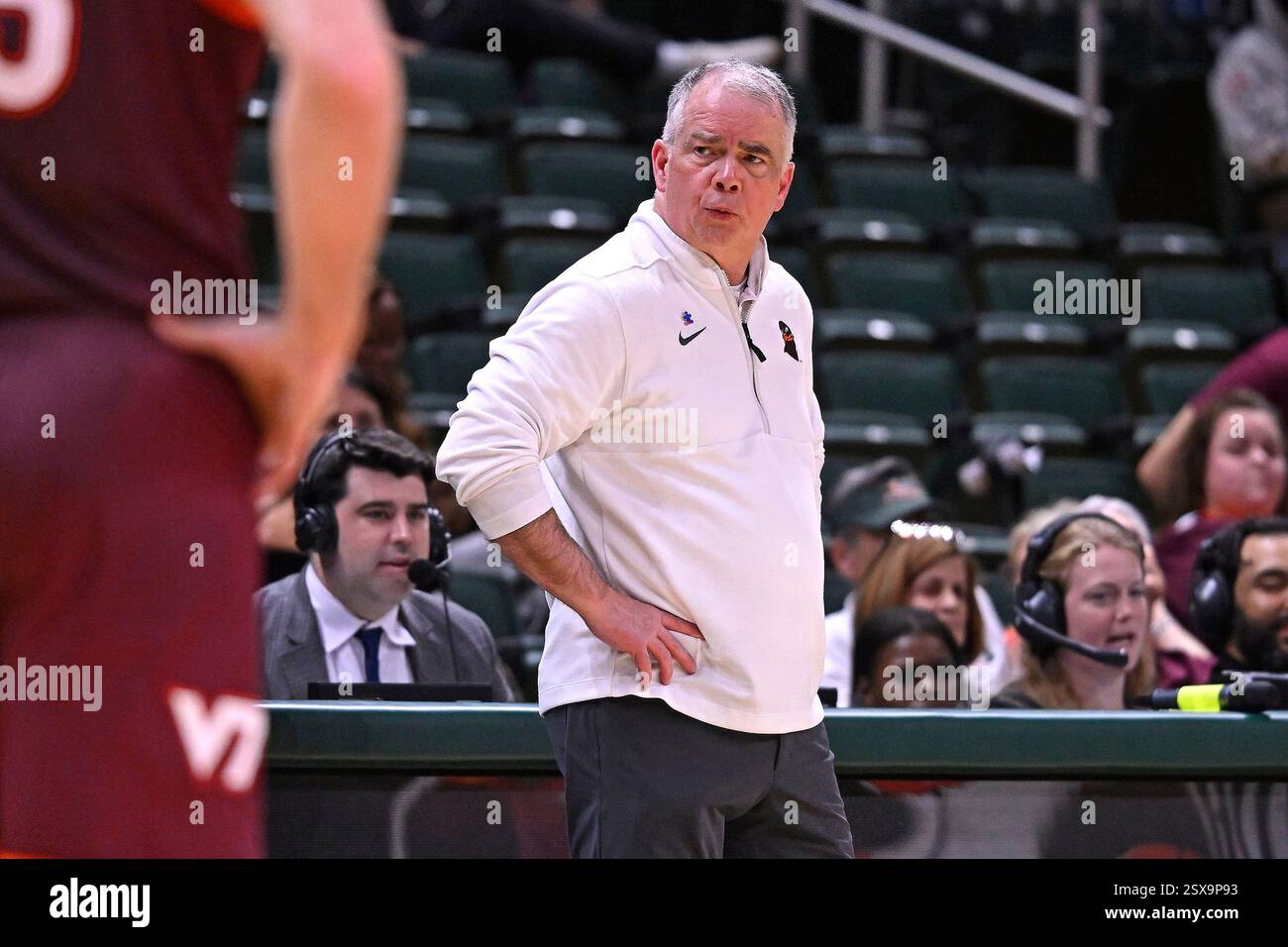CORAL GABLES, FL - FEBRUARY 22: Virginia Tech Head Coach Mike Young ...