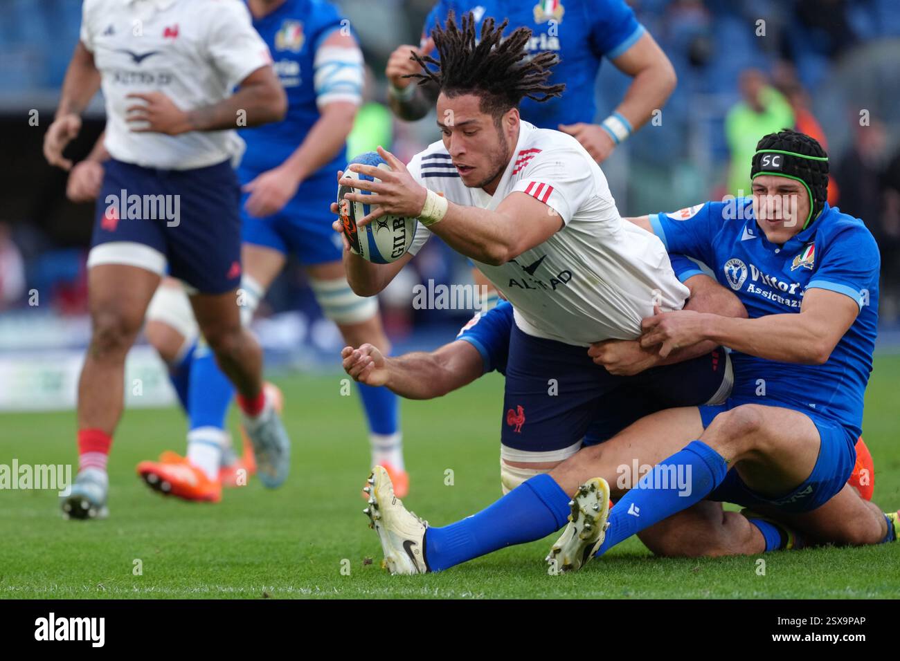 Rome, Italy. 23rd Feb, 2025. Try of Mickael Guillard of France during ...